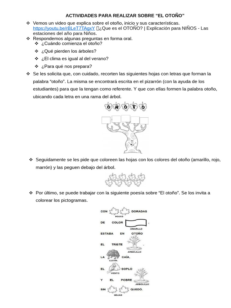Actividades de Otoño para Niños | PDF