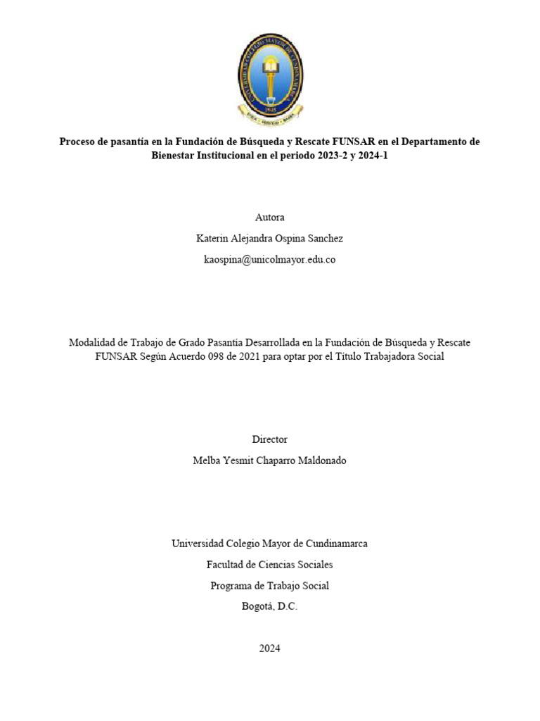 Informe de Pasantía FUNZAR | PDF | Salud mental | Mente