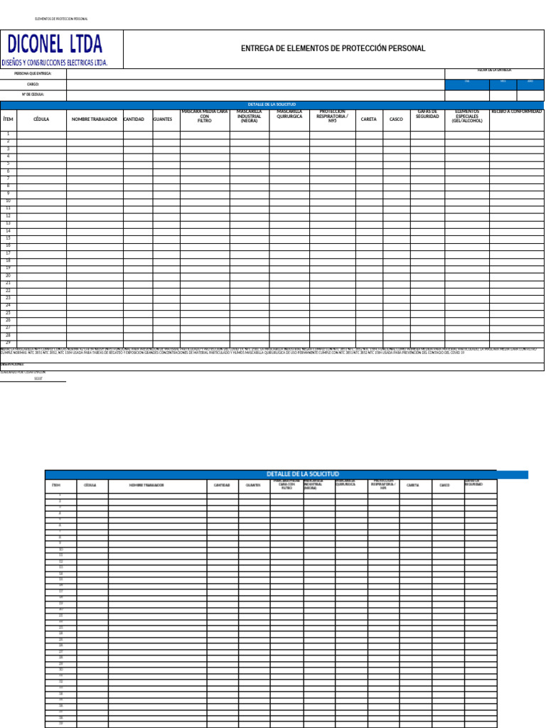 Formato Entrega de EPP- Nuevo | PDF | Seguridad y salud ocupacional