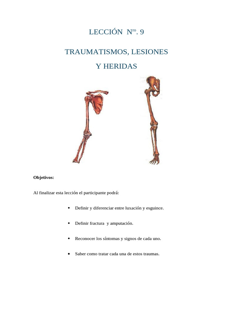 Leccion 9 Traumatismos | PDF | Herida | Lesión