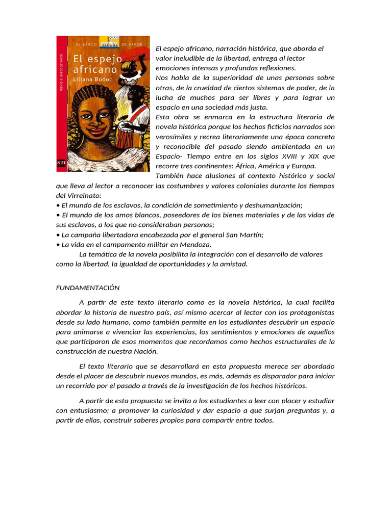 Biblioteca Espejo Africano Escuela N°61 | PDF | Novelas | Esclavitud