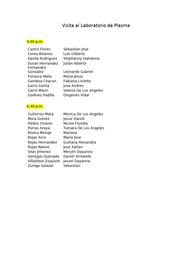 Visita Al Laboratorio de Plasma | PDF