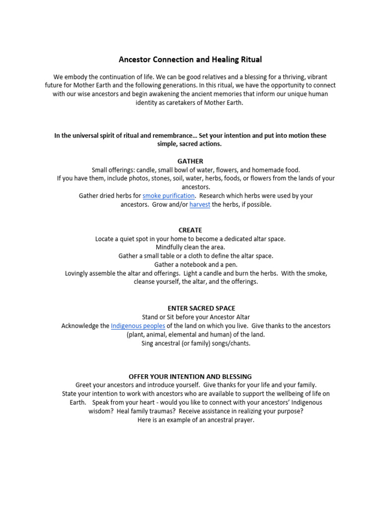 Ancestor Connection and Healing Ritual | PDF | Altar
