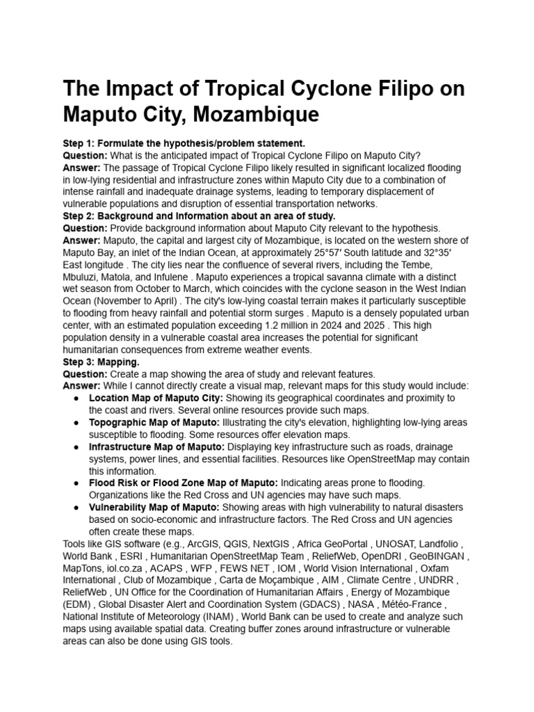 The Impact of Tropical Cyclone Filipo On Maputo Ci... - 1 | PDF | Flood ...