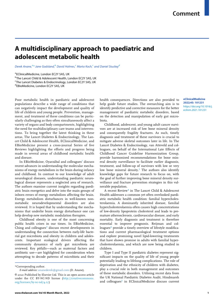 A Multidisciplinary Approach To Paediatric and Ado | PDF | Medical ...