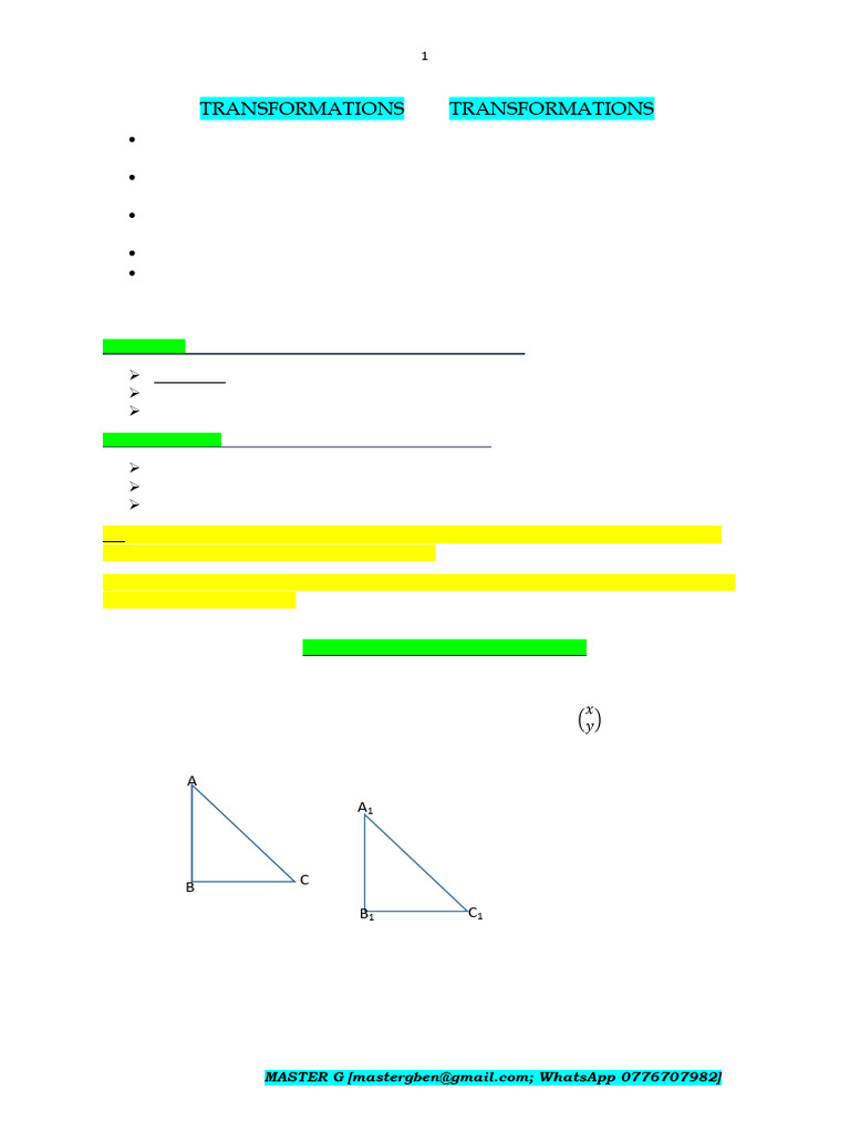 Transformation Ordinary Level-1 | PDF | Cartesian Coordinate System | Shape