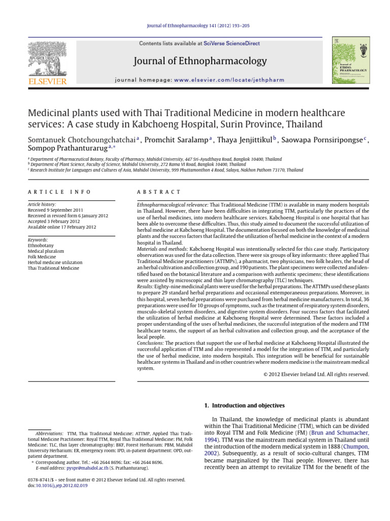Thai Traditional Medicine in Hospitals | PDF | Medicine | Traditional ...