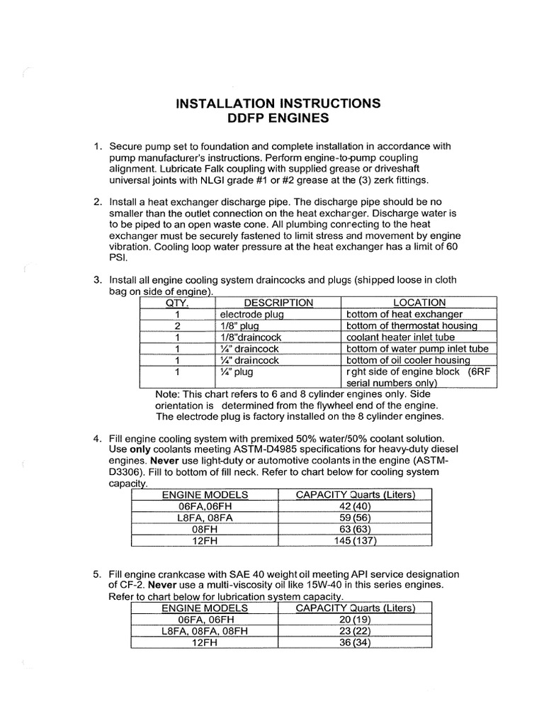 Installation Instructions DDFP Engines | PDF
