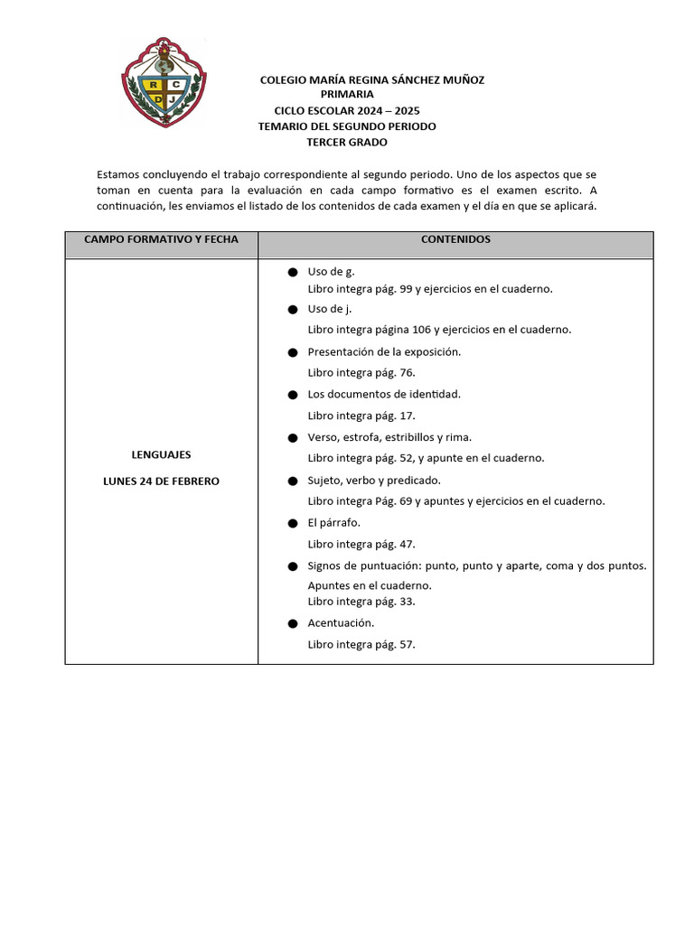 Temario 3er Grado Segundo Periodo | PDF | Lingüística