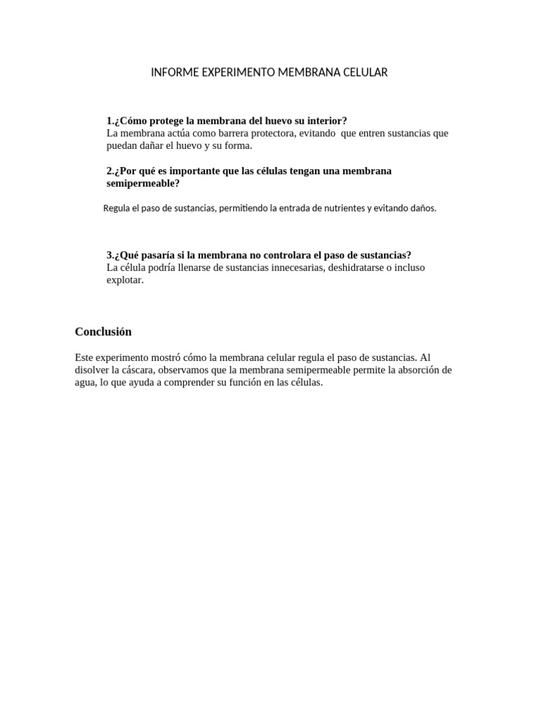 Informe Experimento Membrana Celular (1) | PDF