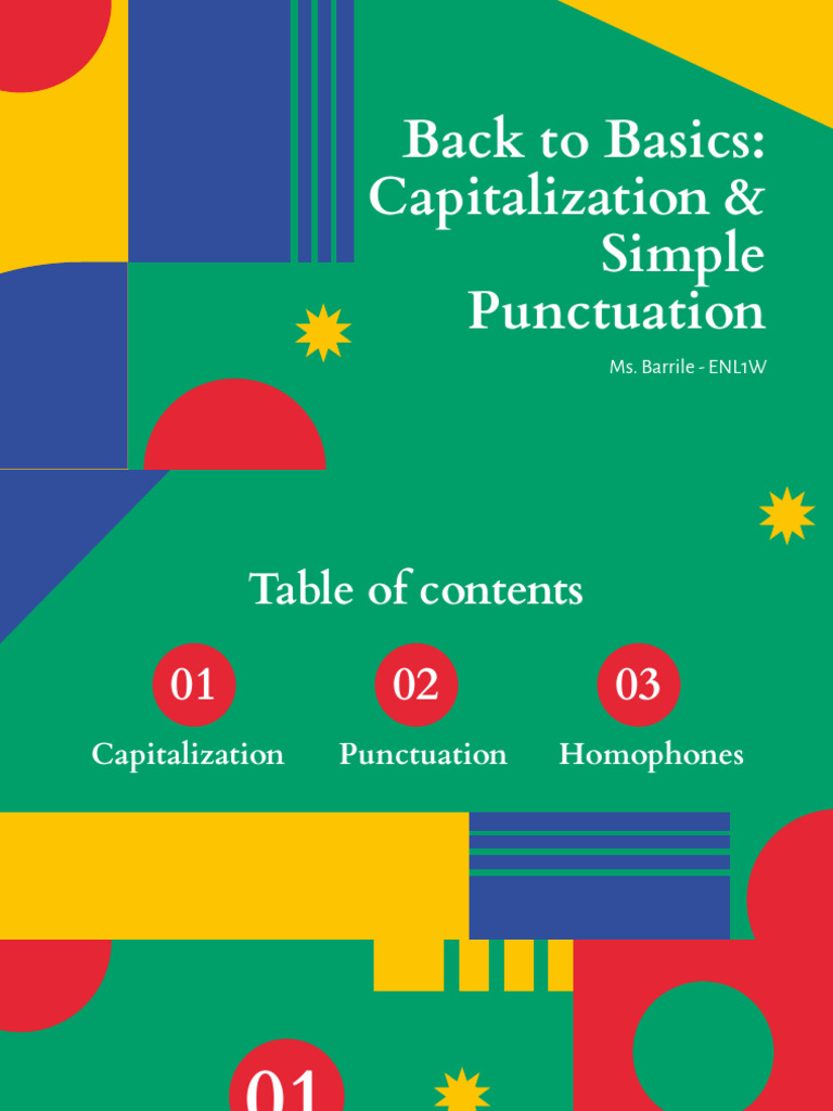 Back To Basics - Capitalization & Simple Punctuation | PDF | Comma | Punctuation