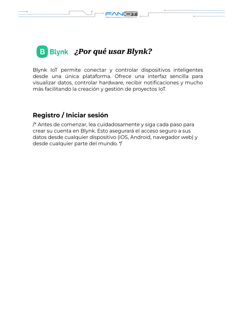 Guia Blynk - Crear Cuenta | PDF