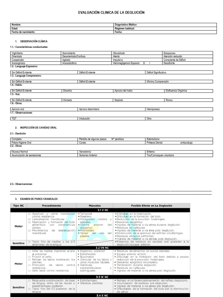 Evaluación Clinica de La Deglución | PDF
