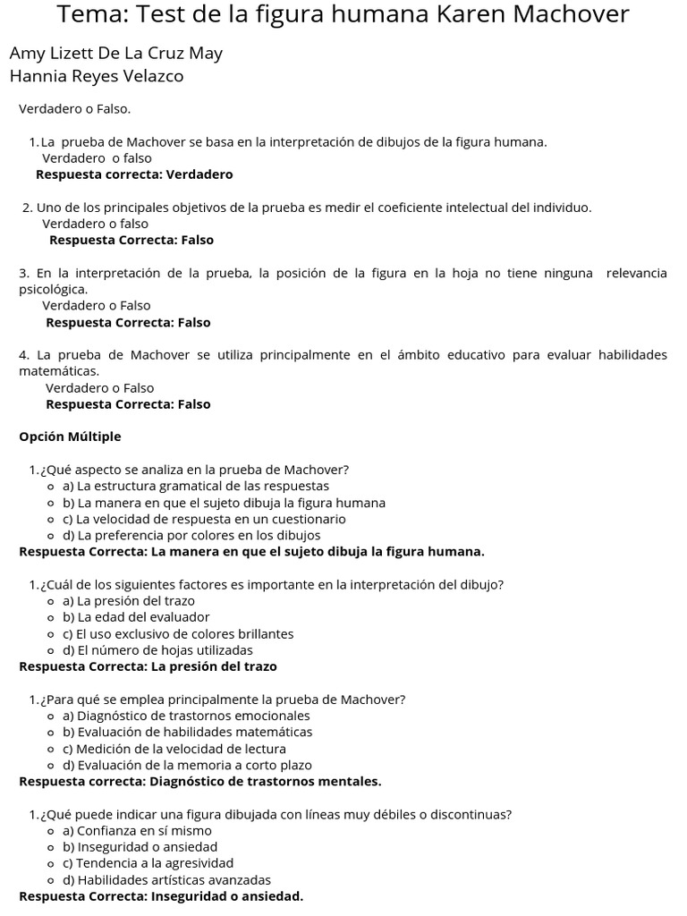 Test de la figura humana de Machover | PDF