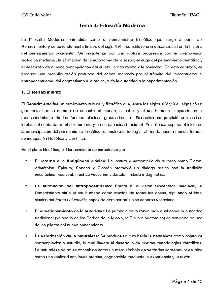 Tema 4 Filosofía 1BACH | PDF | Immanuel Kant | Racionalismo