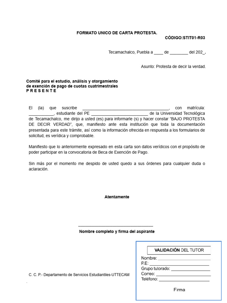 Carta Bajo Protesta | PDF