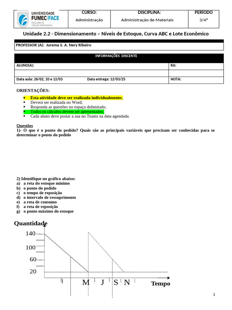MAT 4NA - Ativ Unid 2.2 - Dimensionamento - NE, ABC e LEC | PDF