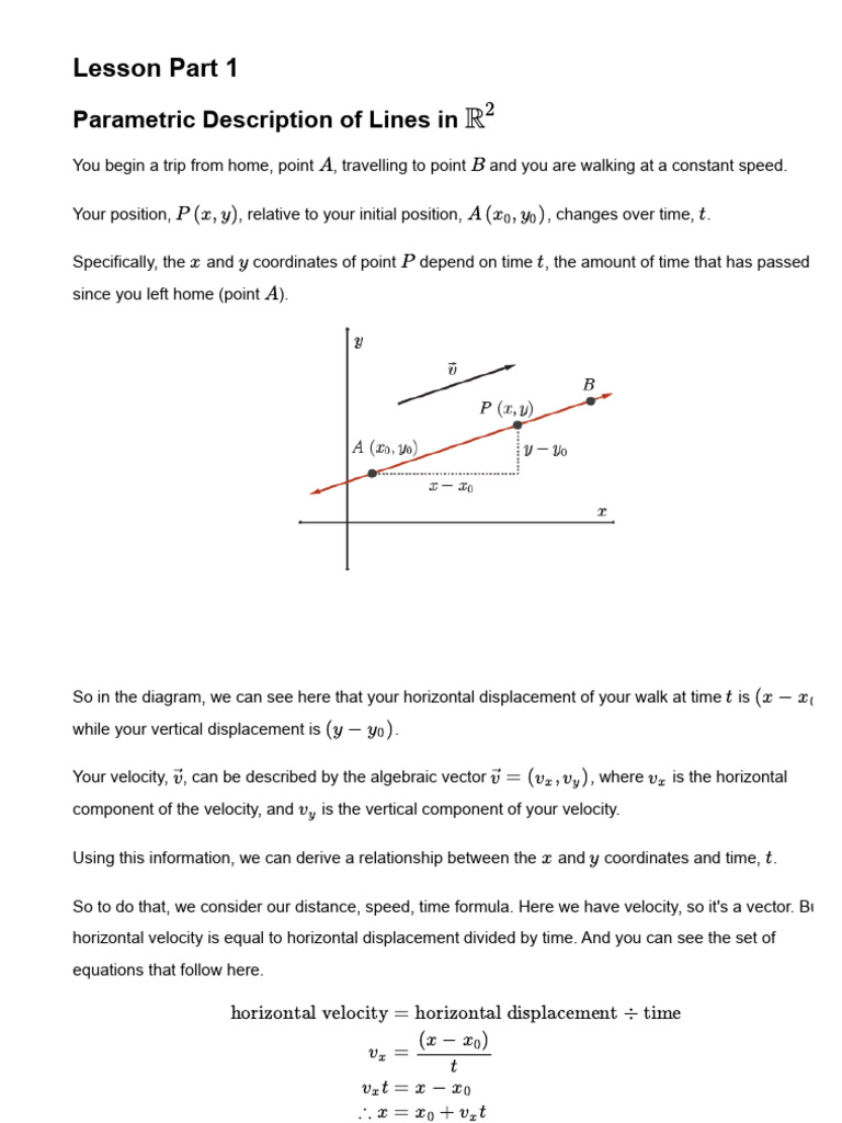 CEMC's Open Courseware - Parametric and Vector Equations of Lines in - ( - Mathbb (R) 2 ...