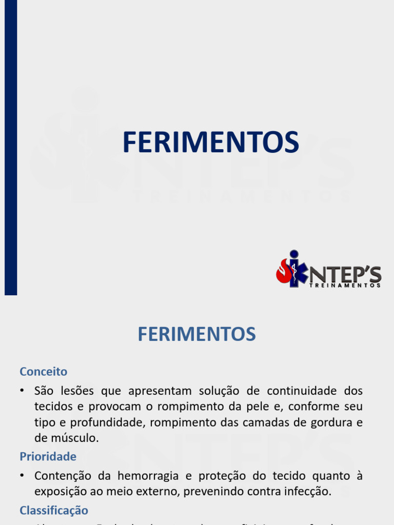 Tipos e Tratamento de Ferimentos | PDF | Pele | Corpo humano