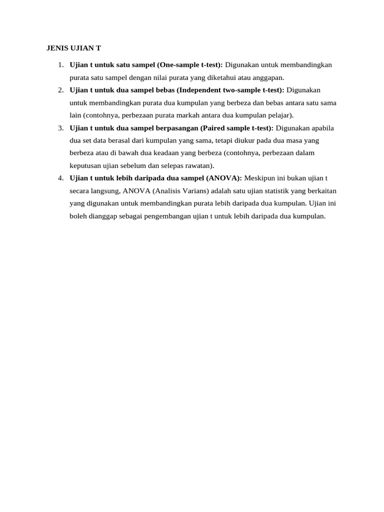 Jenis Ujian T | PDF