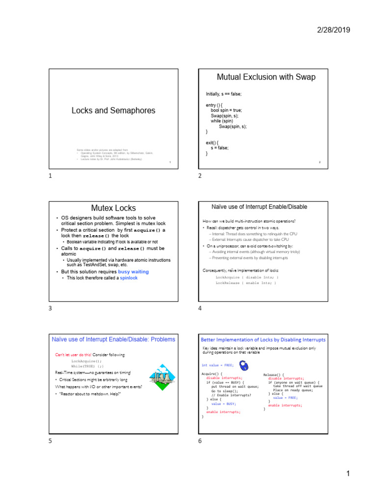 Locks and Semaphores Ch4 | PDF | Concurrent Computing | Computer Engineering