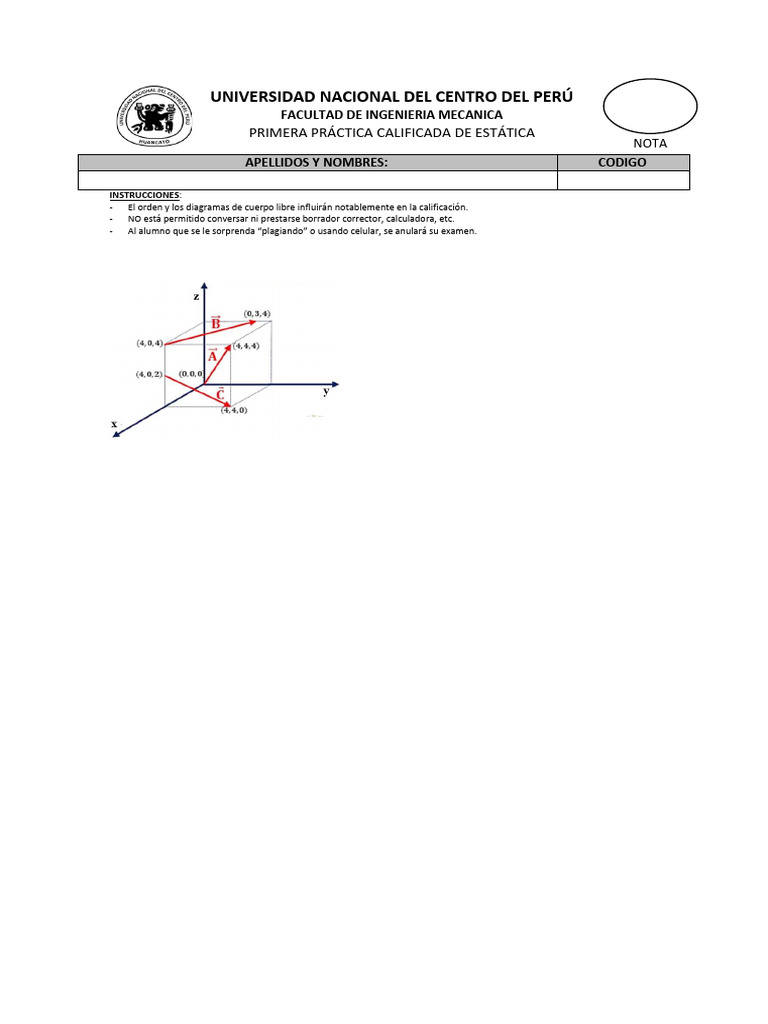 1 - Práctica Calificada Estática - 2025 - I | PDF