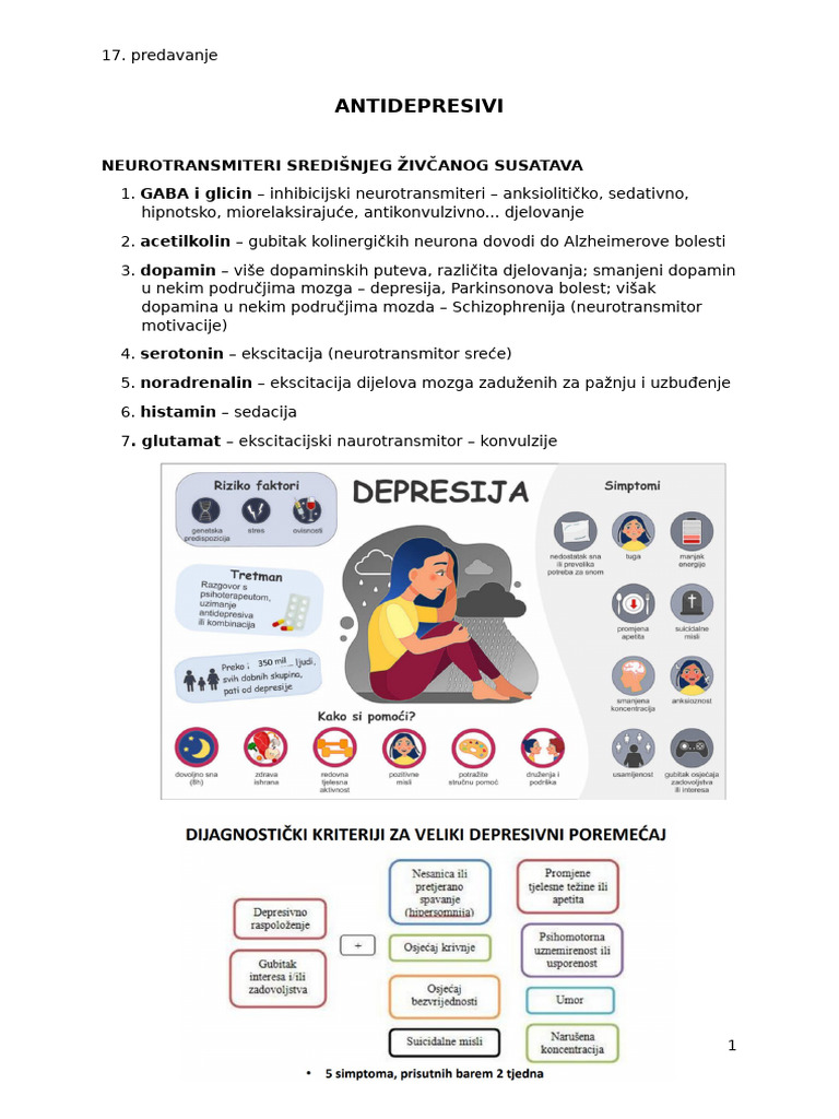 Predavanje - ANTIDEPRESIVI | PDF
