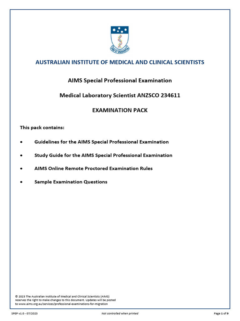 MLS - Special Professional Examination Pack - v1.0 | PDF | Medical ...
