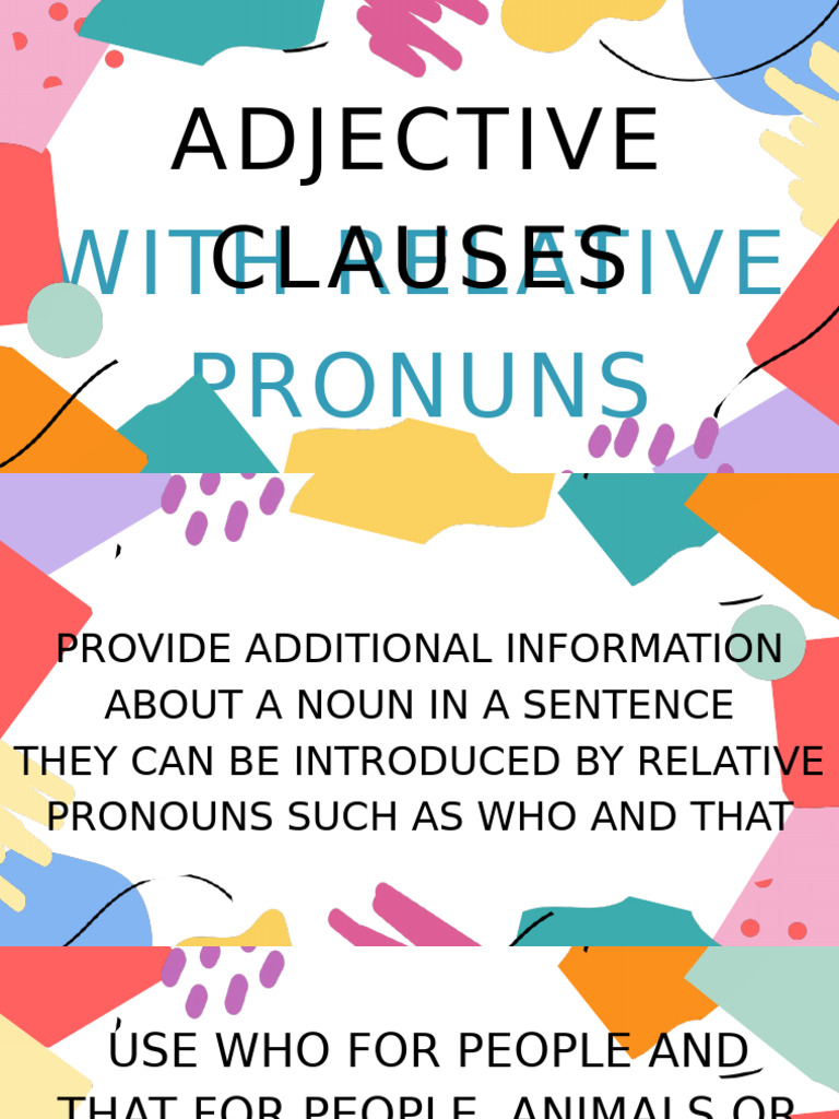 Adjective Clauses With Relative Pronouns | PDF