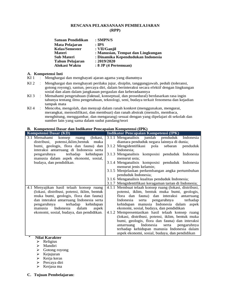 RPP IPS Bab4 GANJIL | PDF