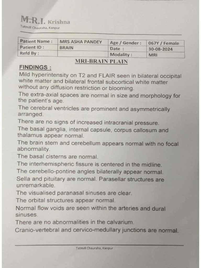 MRI Scan Report | PDF
