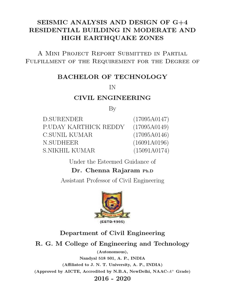 2019-20-Ce Seismic Analysis and Design of g+4 Residential Building in ...