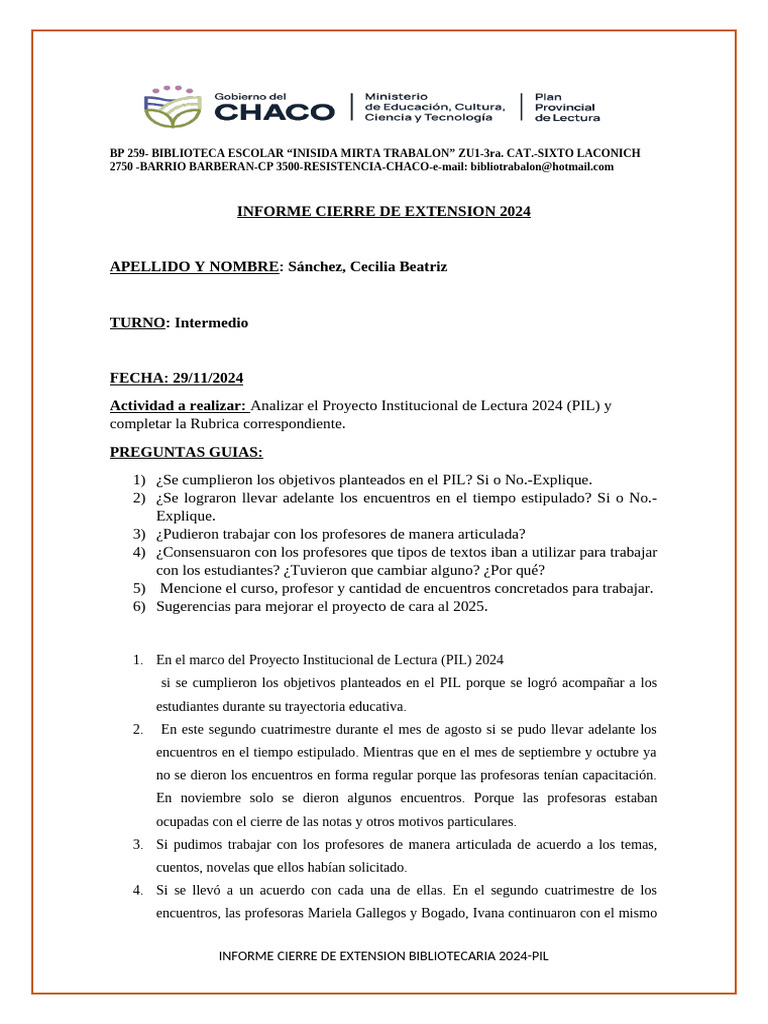 Cierre 2024 Ceci | PDF | Aprendizaje