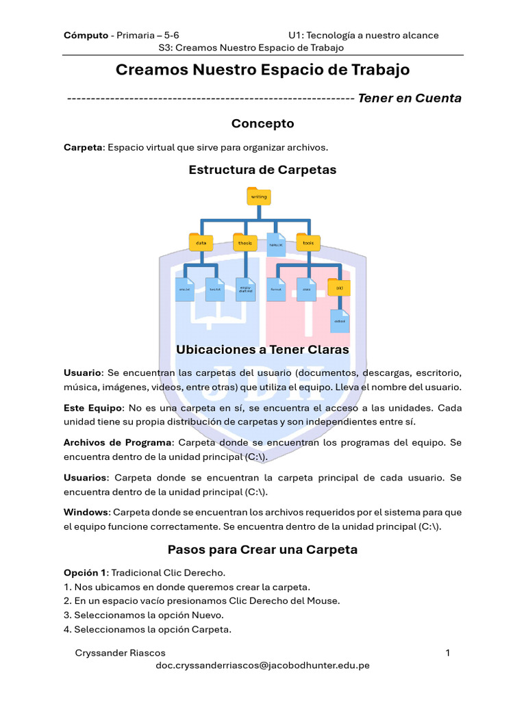 Coc Pri 5-6 U1 S3 Creamos Nuestro Espacio de Trabajo | PDF | Archivo de computadora ...