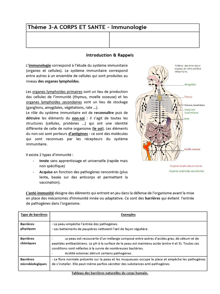 Chapitre 1 - La Réaction Immunitaire - Innée (RII) | PDF | Système ...