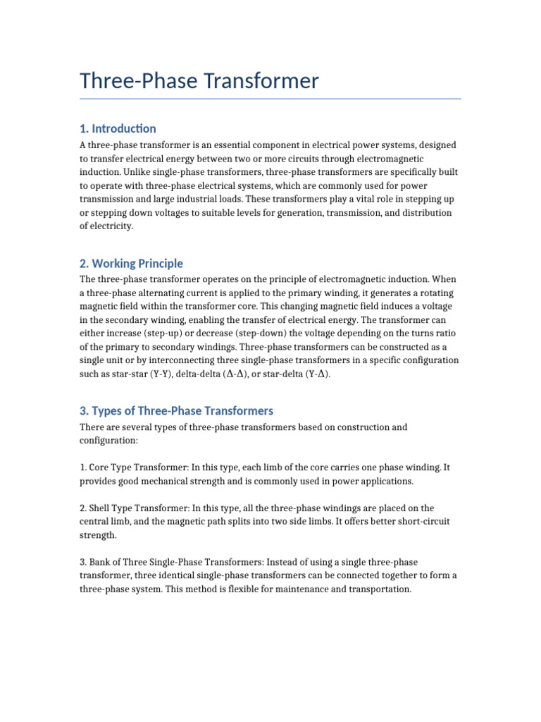 Three Phase Transformer Report Long | PDF | Transformer ...
