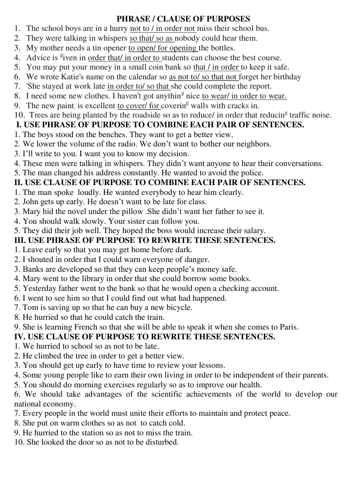 Purpose | PDF | Sentence (Linguistics) | Phrase