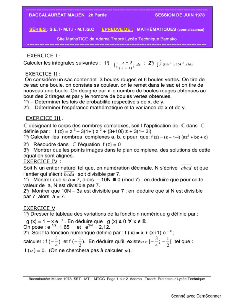 Sujets Bac TSE 1978 À 2023 | PDF