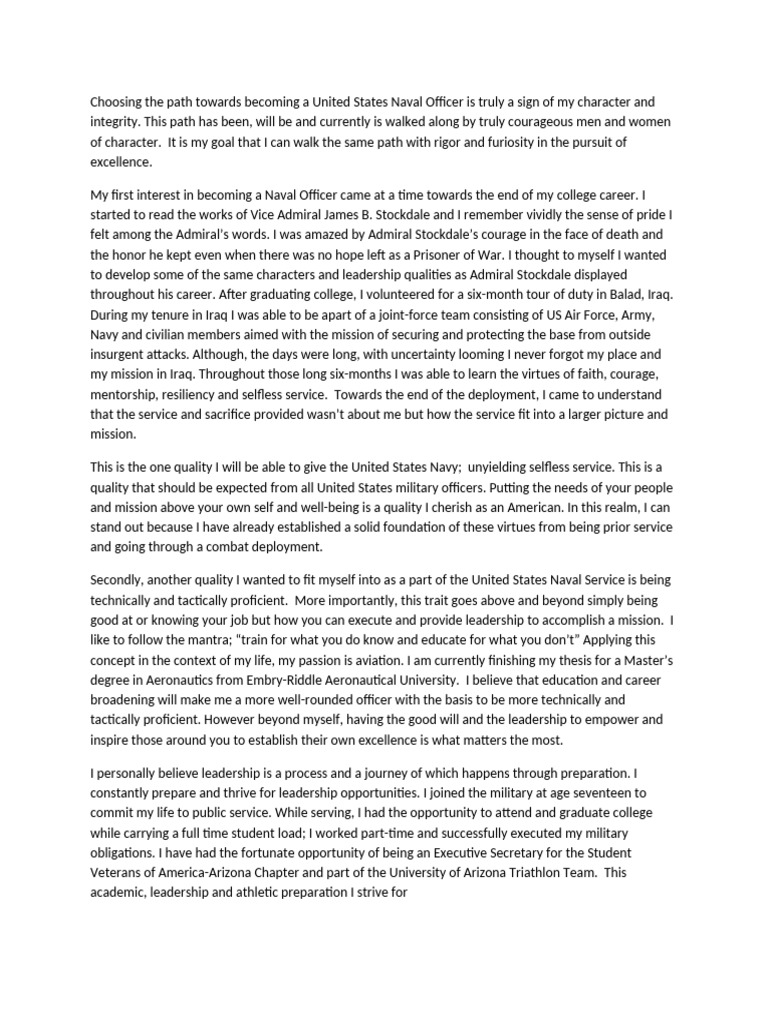 Naval Officer Motivational Statement | PDF | Leadership