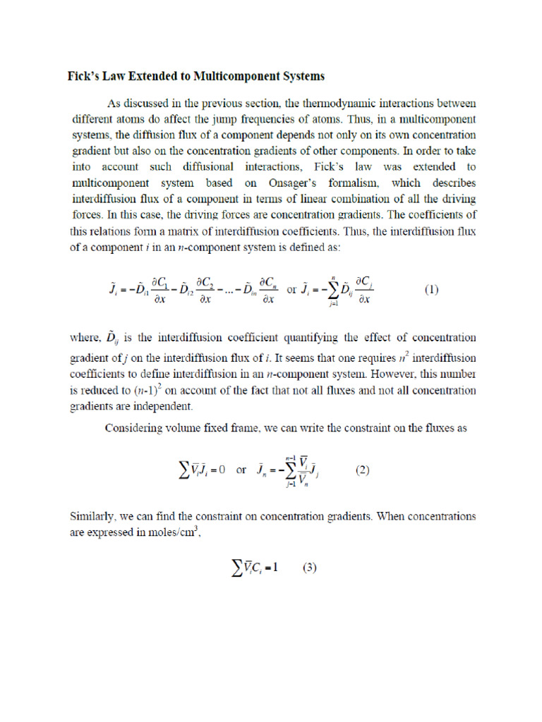 Multicomponent Diffusion | PDF
