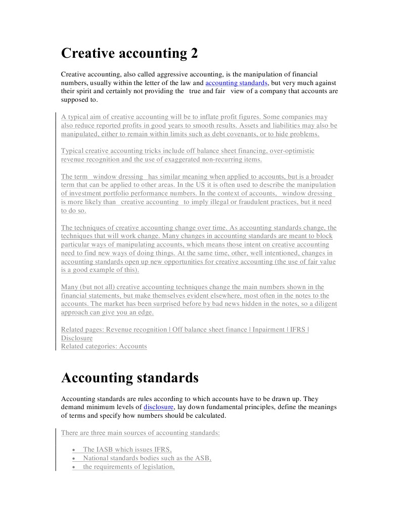 Creative Accounting 2 | PDF | International Financial Reporting ...