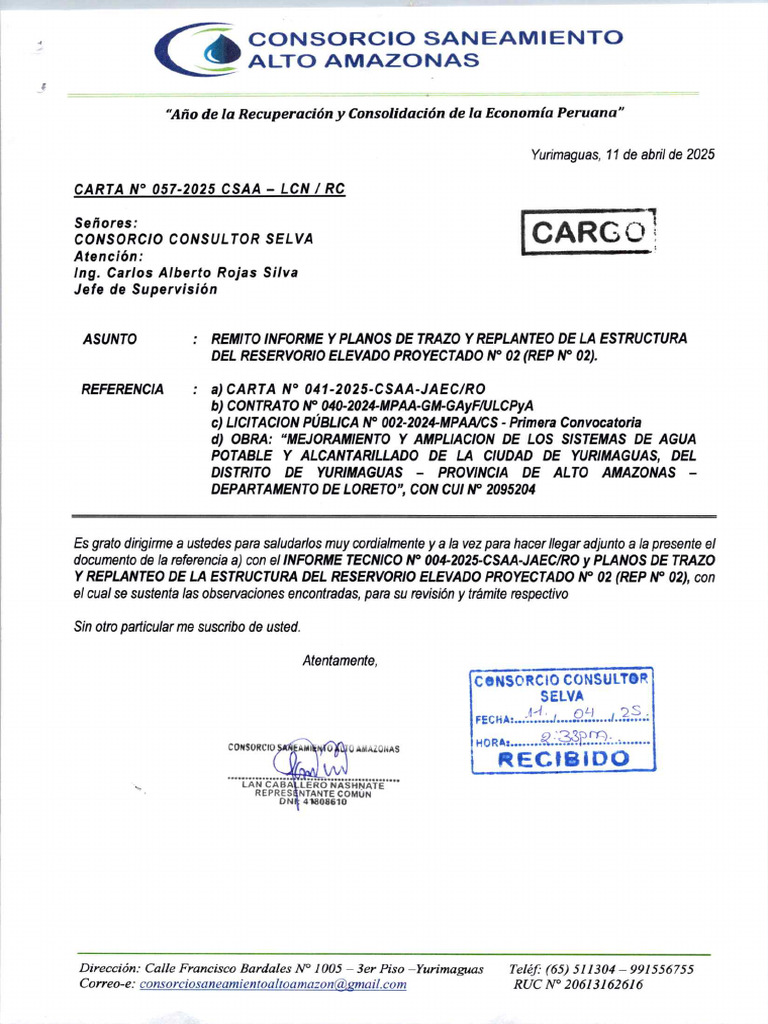 Inf. y Planos de Trazo y Replanteo de La Estructura Del Reservorio ...