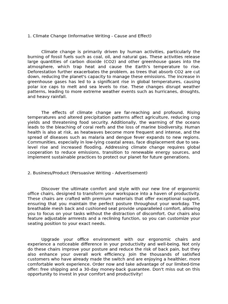 Informative, Persuasive, Argumentative Writing | PDF | Climate Change ...
