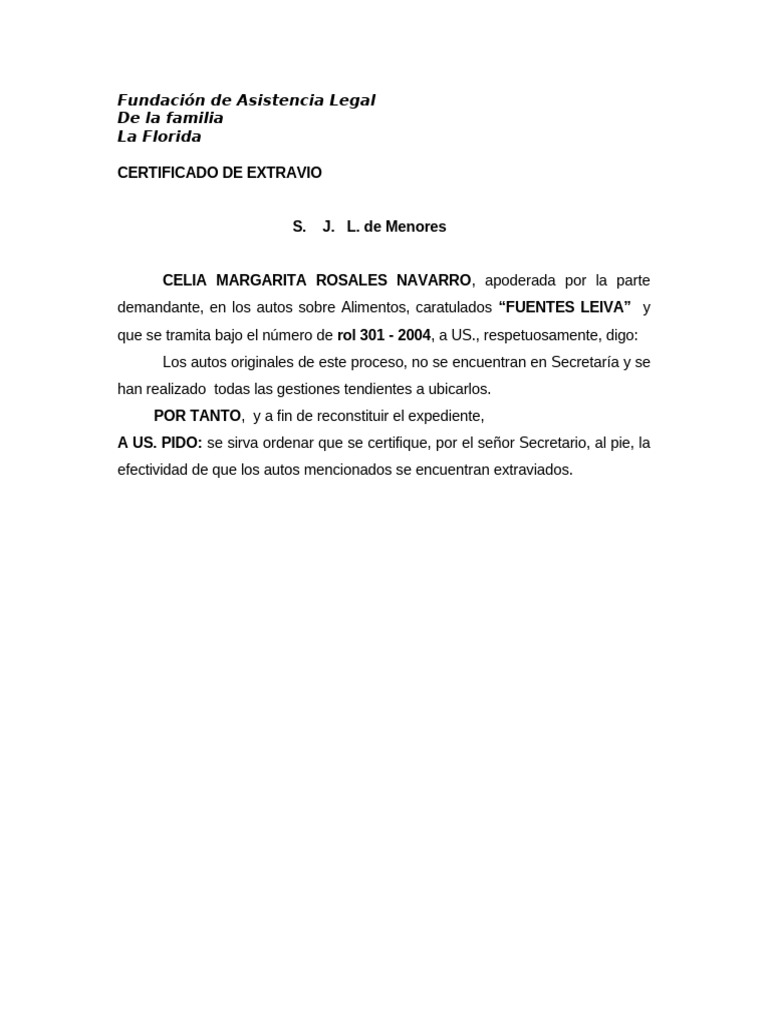 Certificado de Extravio | PDF