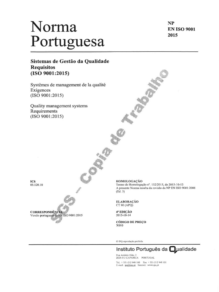 NP en Iso 9001 - 2015 | PDF
