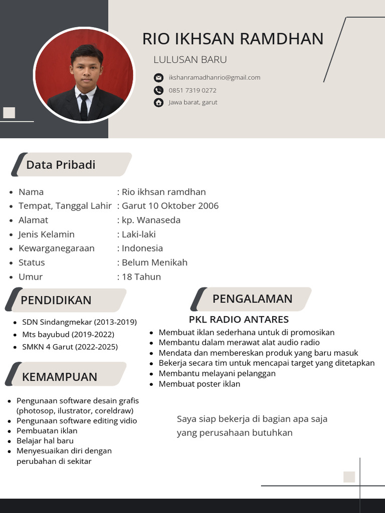 CV Rio Ikhsan Ram | PDF