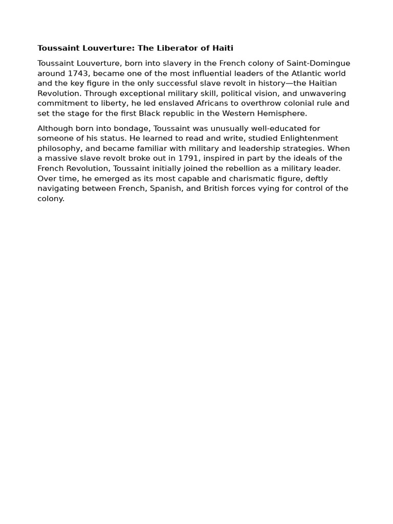 Toussaint Louverture | PDF