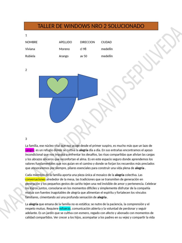 Taller de Windows Nro 2 Solucionado Maria Alejandra | PDF | Amor