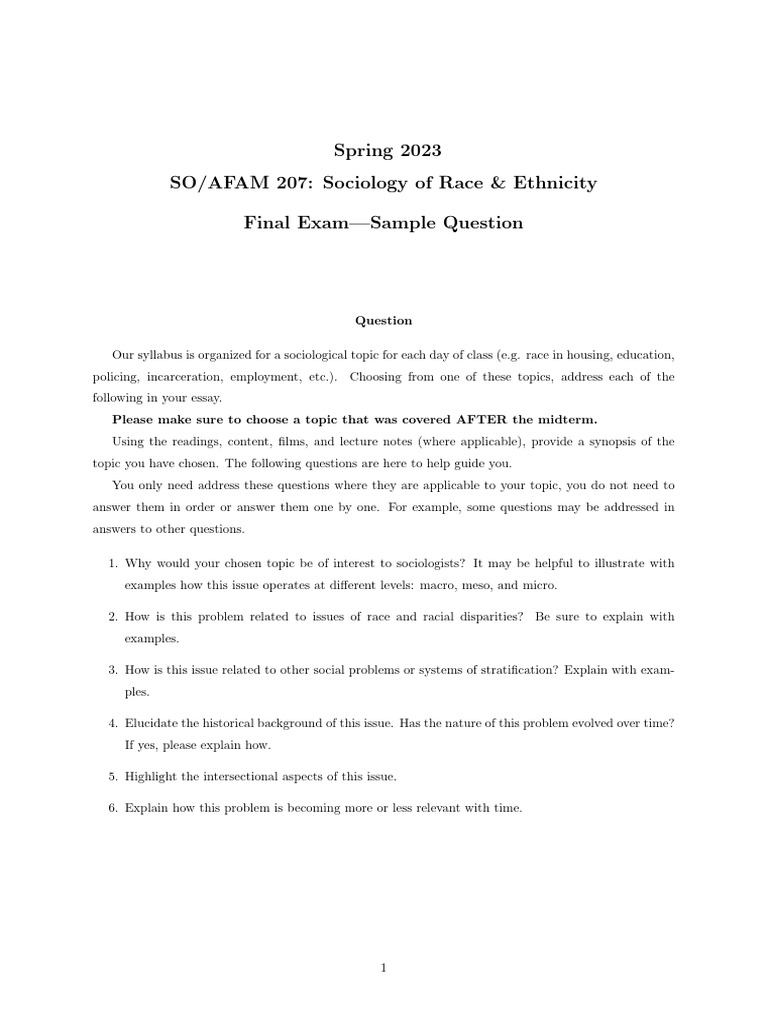 Final Exam - Sample Paper | PDF