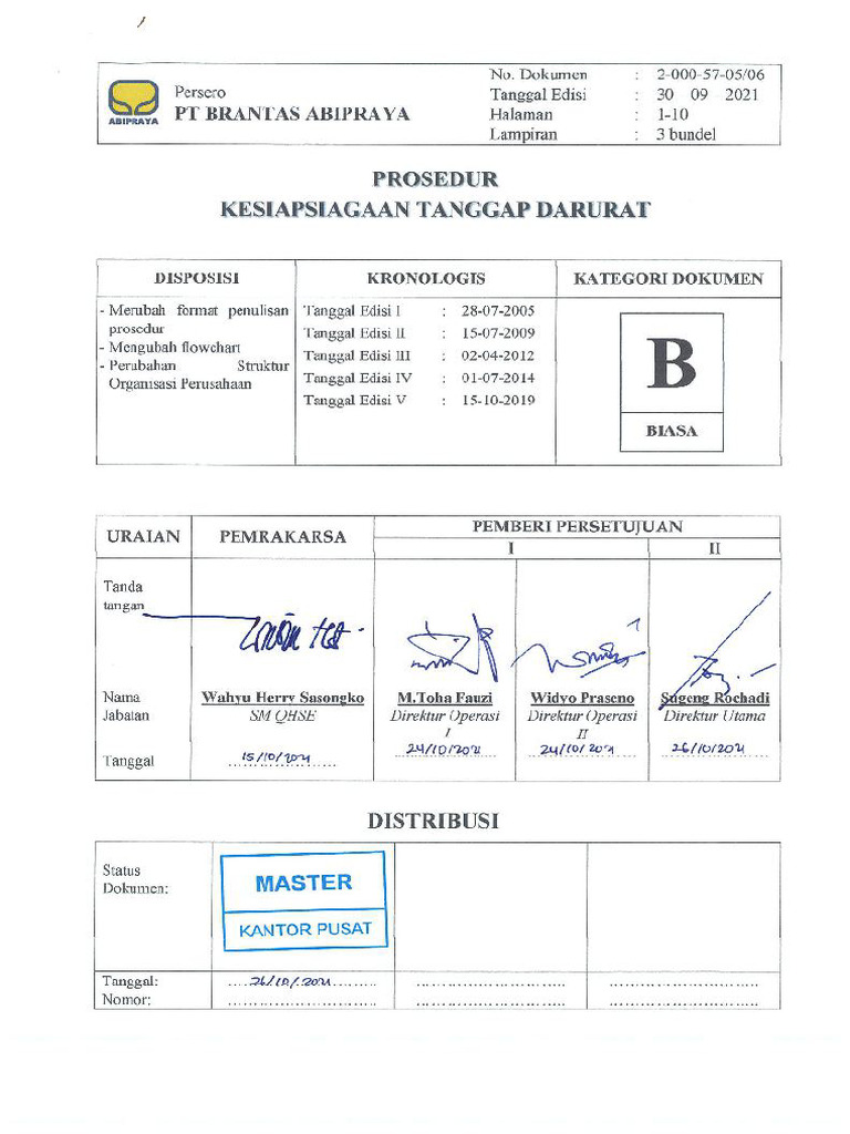 Prosedur Kesiapsiagaan Tanggap Darurat | PDF